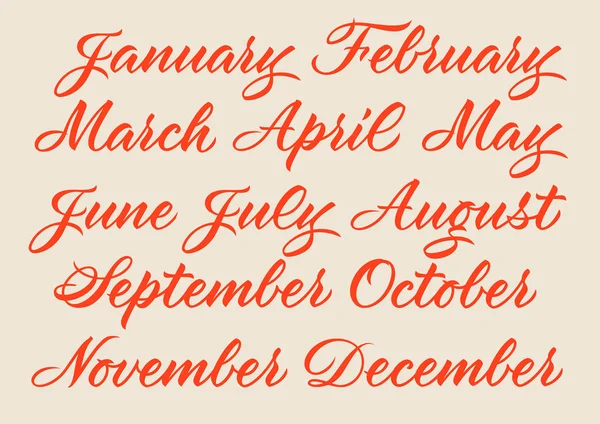 Months of calligraphy imágenes de stock de arte vectorial | Depositphotos