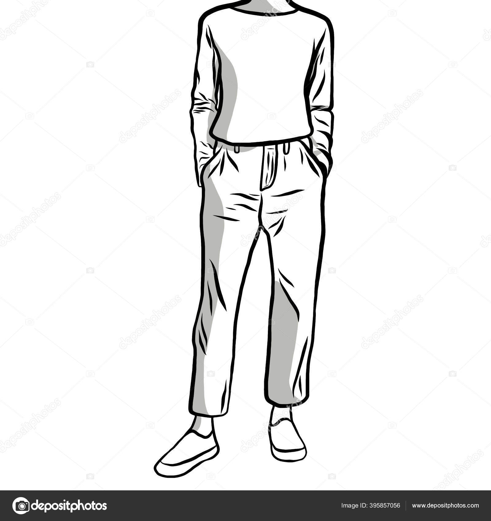 Line Drawn Modern Woman New Generation Clothing Style Minimalist ...