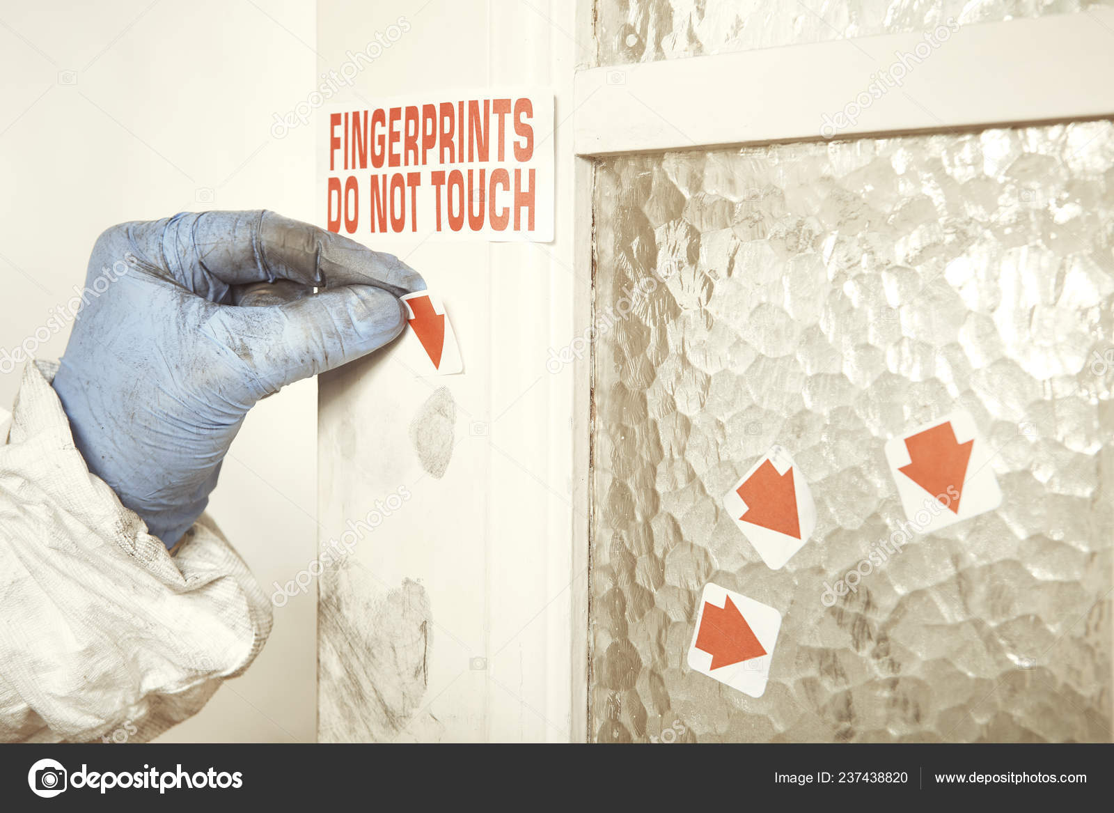 Place Crime Collecting Dactyloscopy Fingerprint Evidence Surface Door ...