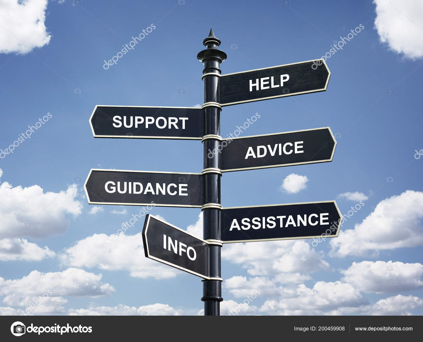 Help Support Advice Guidance Assistance Info Crossroad Signpost ...