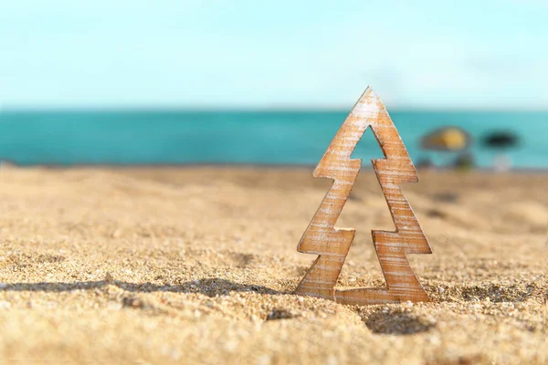 Timber Christmas Tree Star Sits Pristine White Sand Idyllic Beach Stock ...