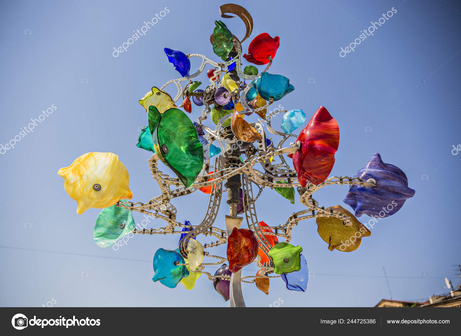 Weather Vane Trees Made Metal Glass Flowers Cascade Art Center — Stock ...