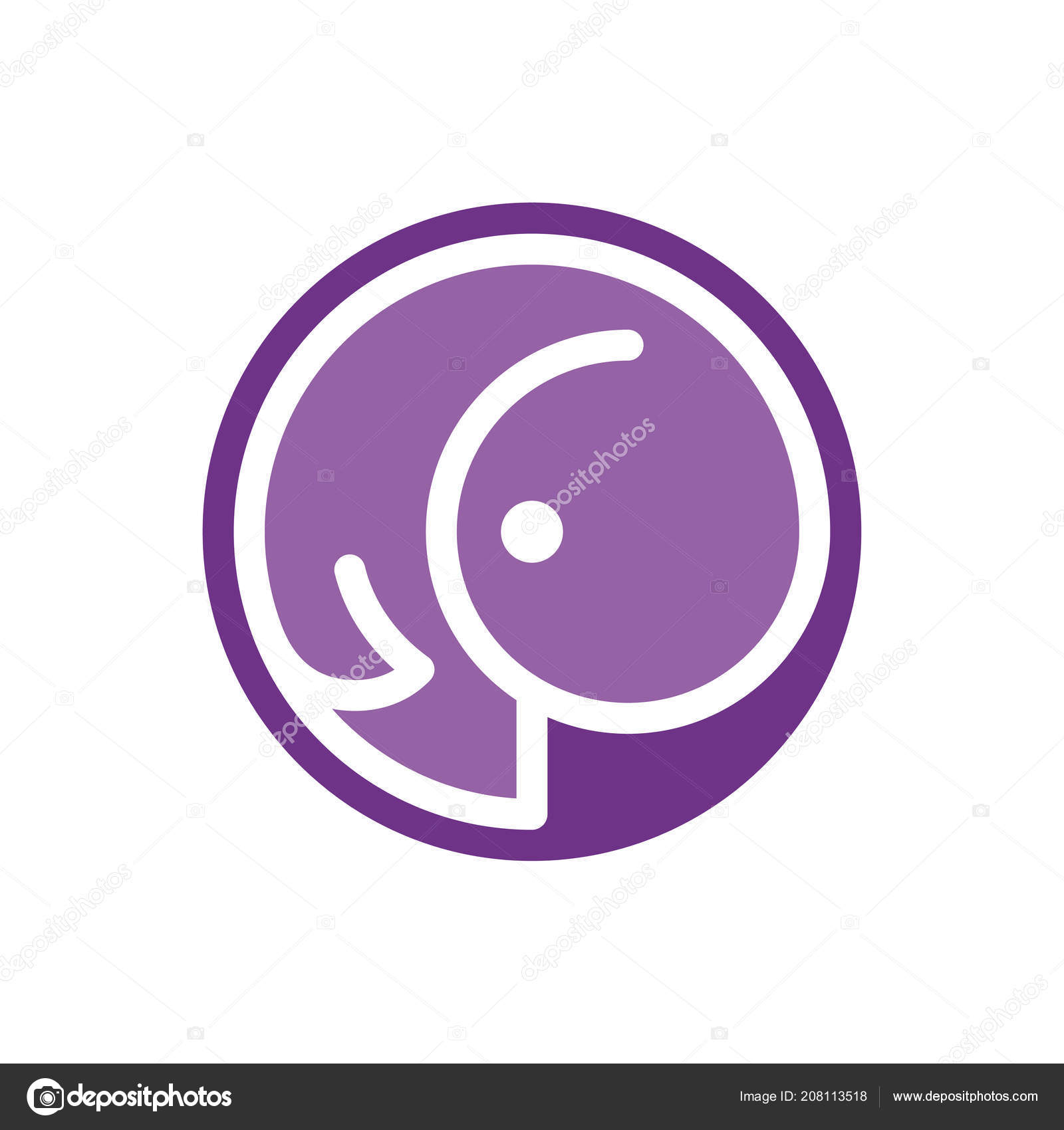 Embryo Logo Template Silhouette Embryo Thick Line Purple Circle Vector ...