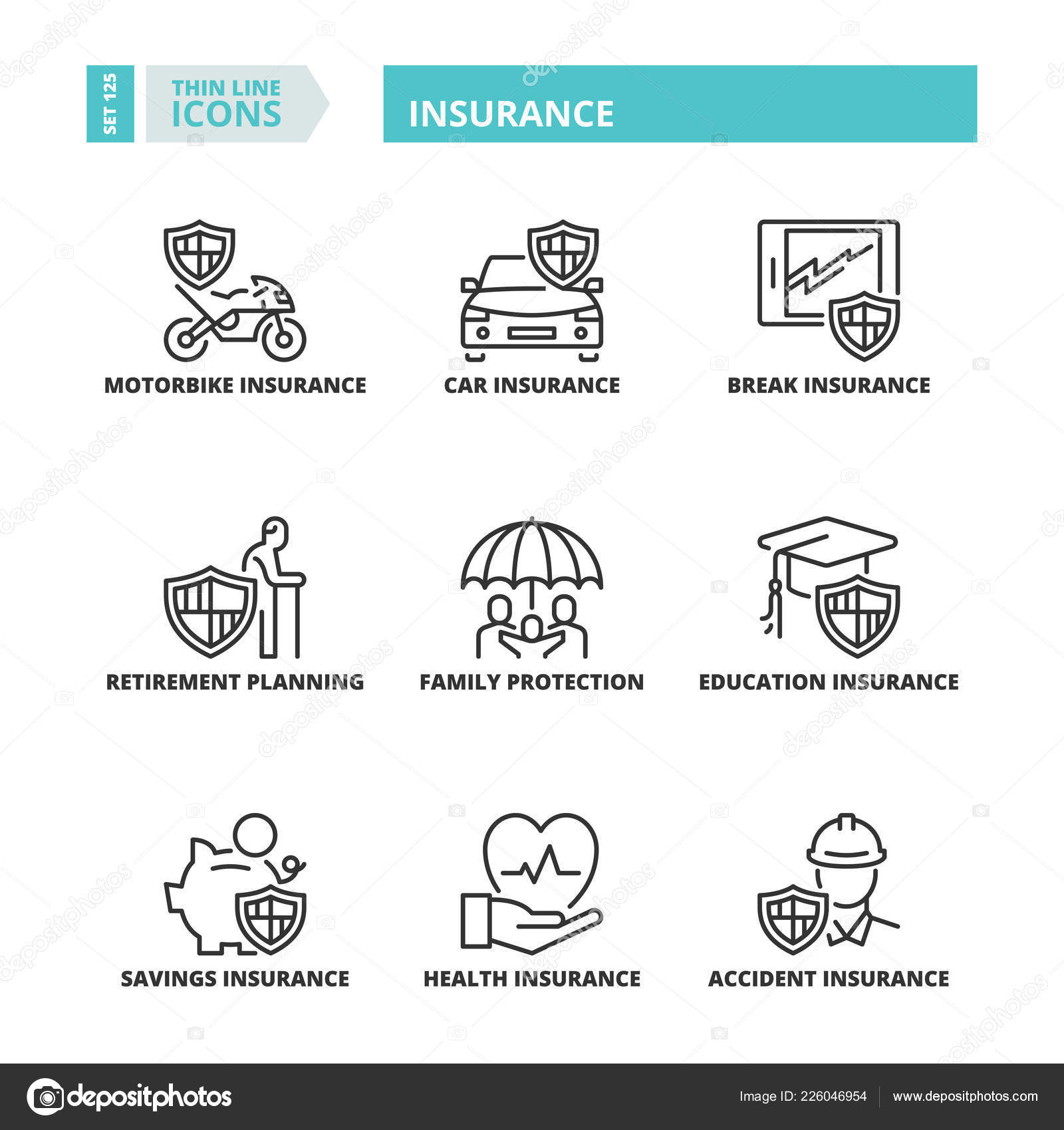 Line Icons Insurance Stock Vector Image by ©spiral_media #226046954