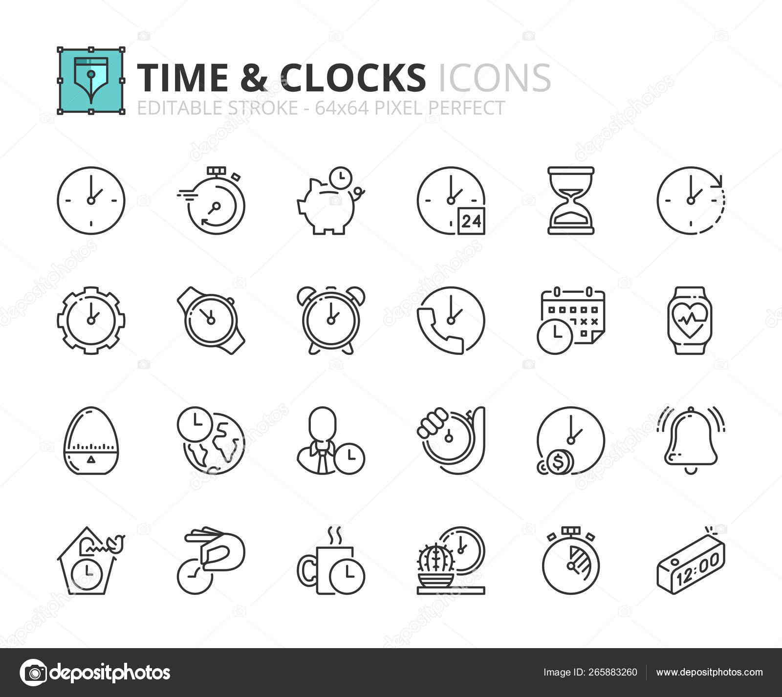 Outline icons about time and clocks Stock Vector Image by ©spiral_media ...