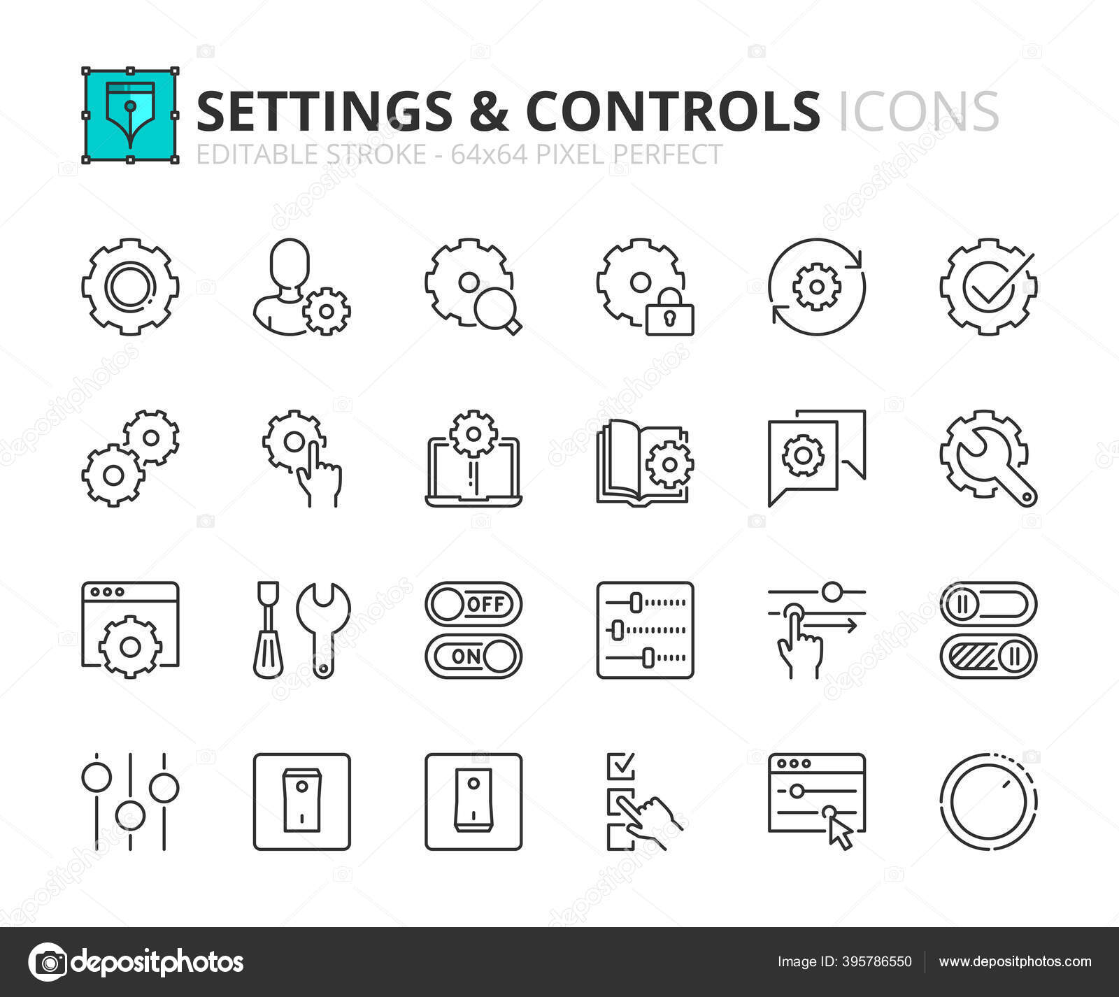 Outline Icons Settings Controls Contains Icons Account Settings Web ...
