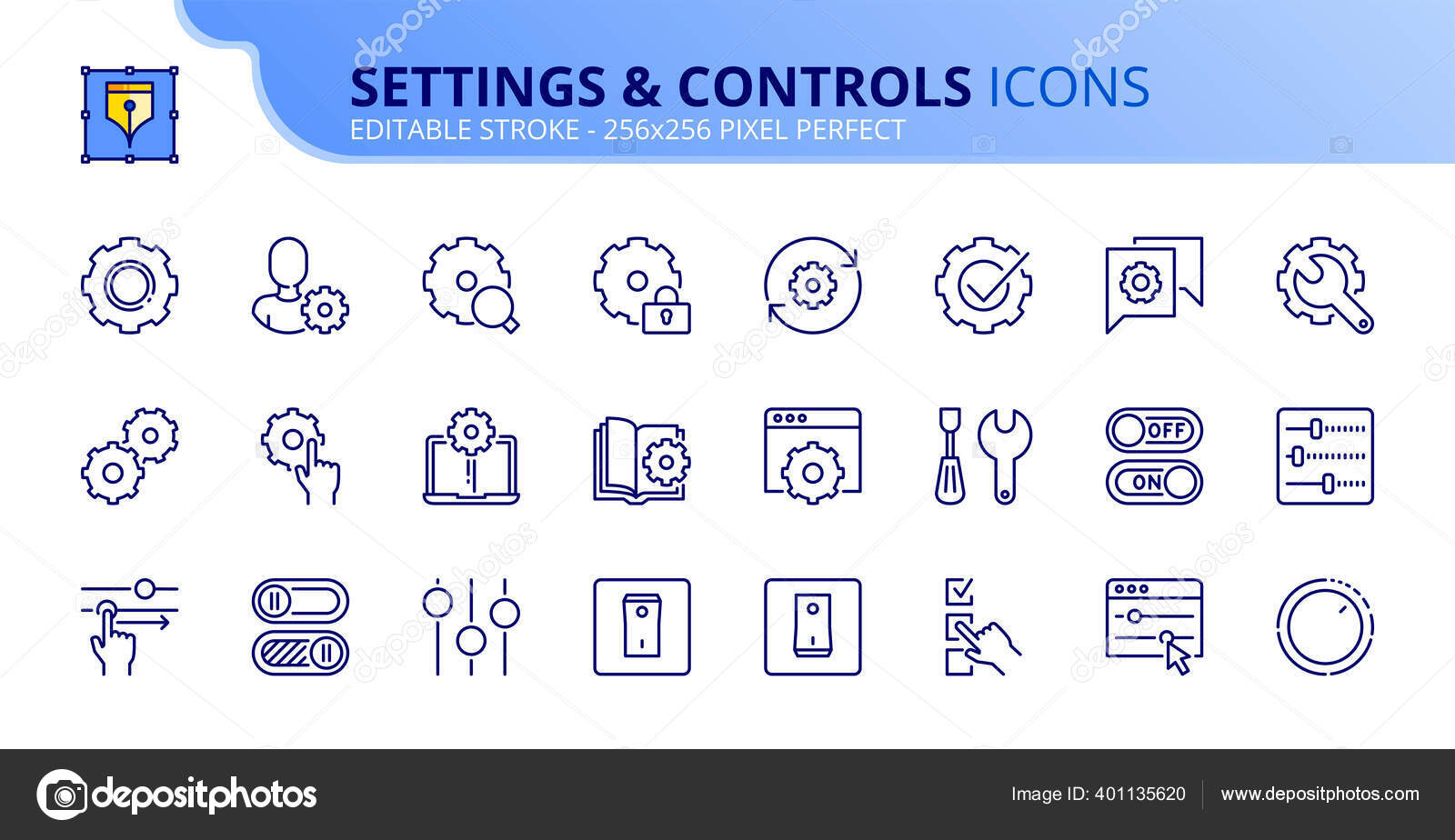 Outline Icons Settings Controls Contains Icons Account Settings Web ...