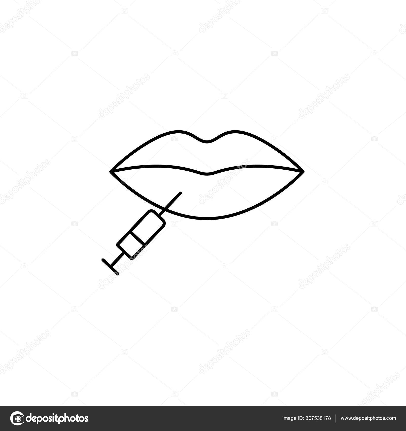 Lips botox line icon on white background Stock Vector by ©fidaneagle ...