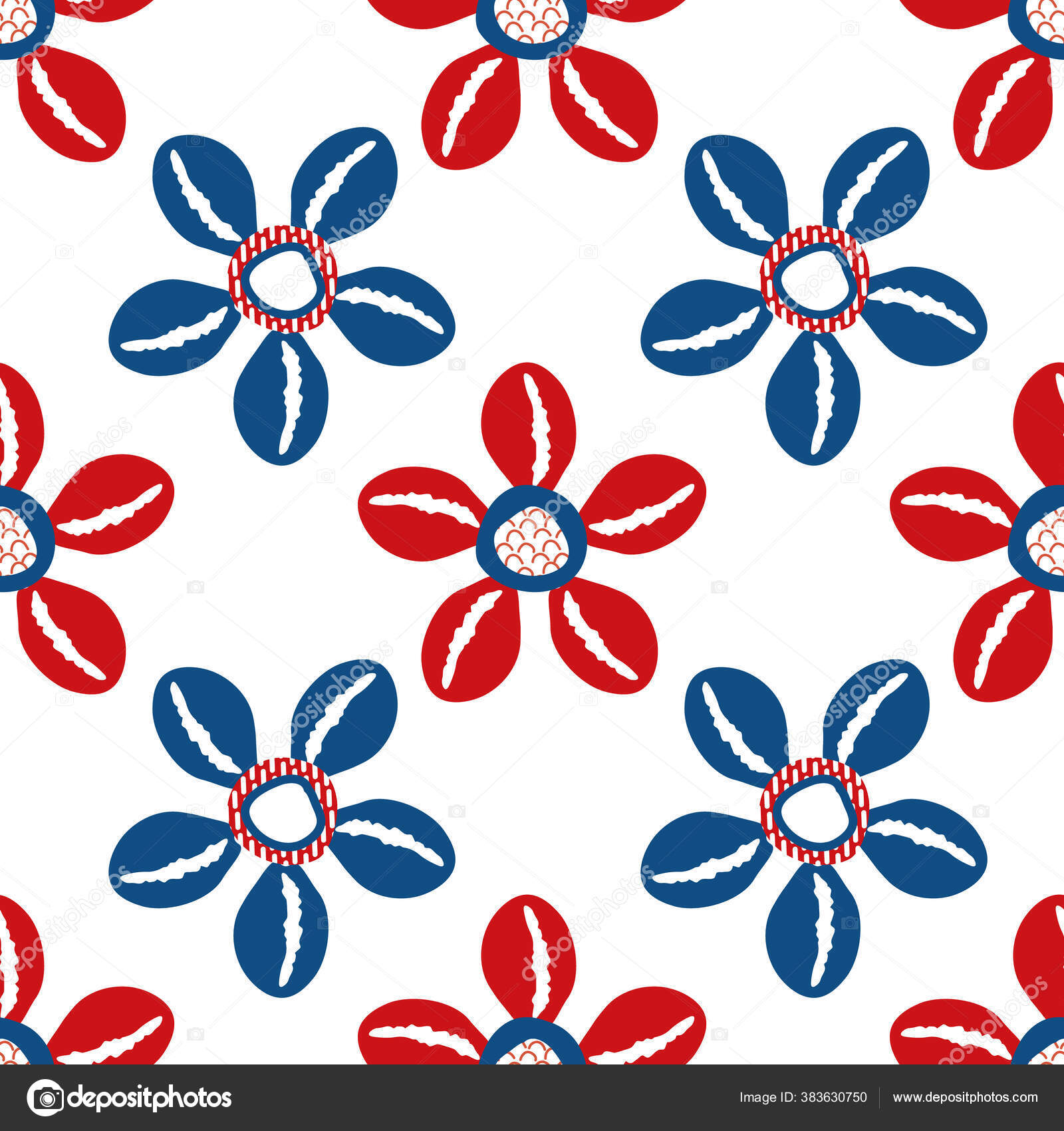 Cowrie shells seamless vector pattern background. Modern hand drawn ...