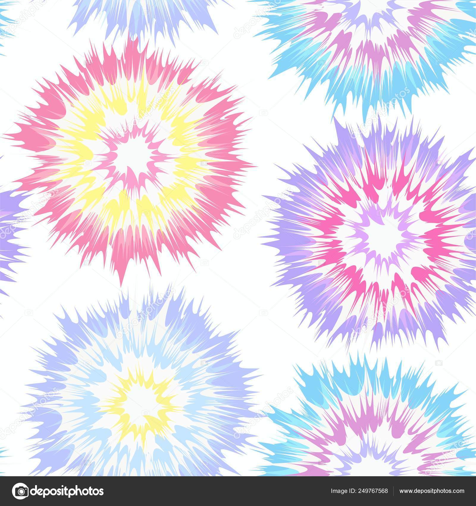 Tie Dye Look Vector Seamless Repeating Pattern Pastel Colors White ...