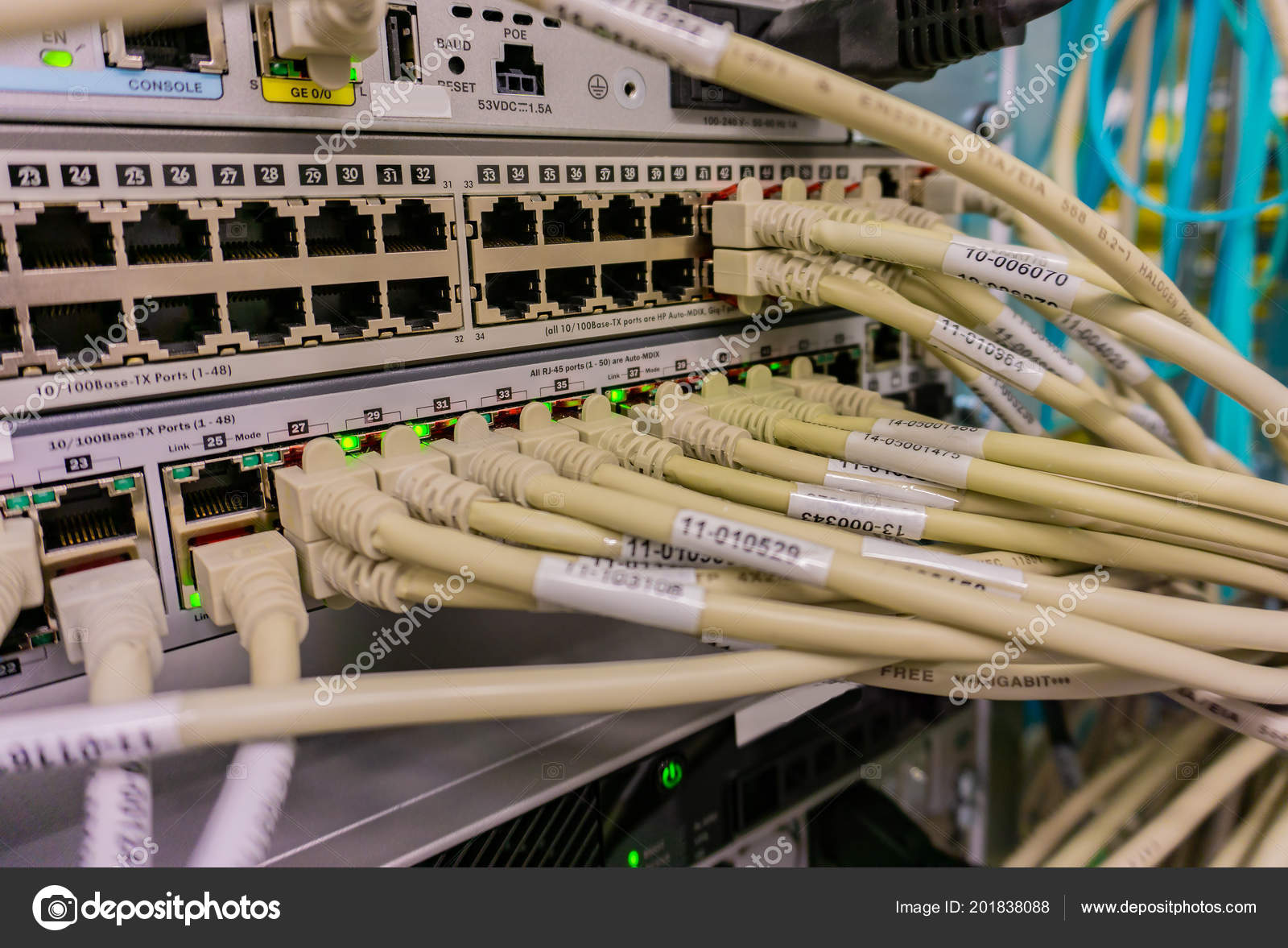 Network Switch Connections Network Cable Rj45 Cable Fiber Optic Cable ...