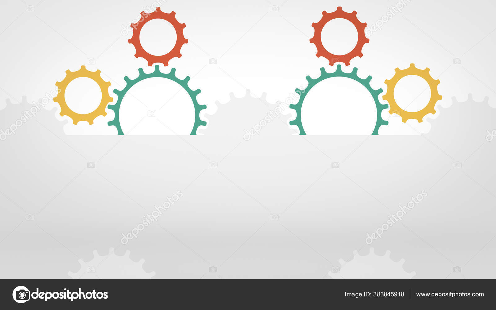 Colorful cogs accurately turning together like one integrated mechanism ...