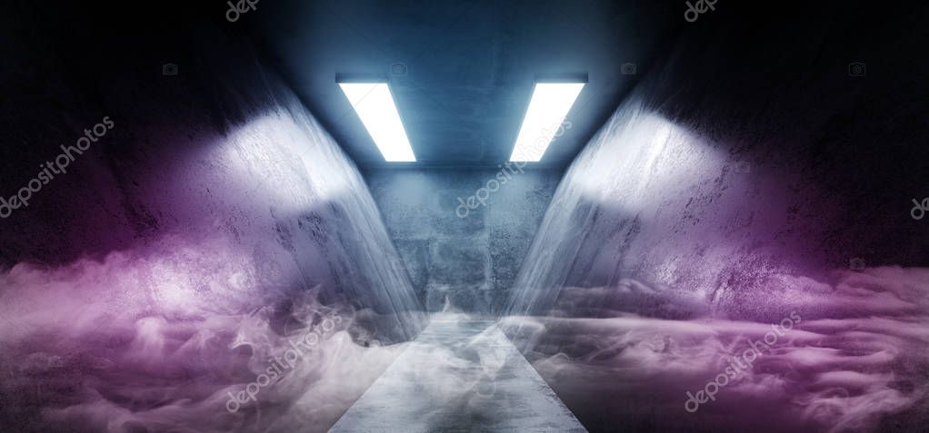 Triángulo de humo en forma de Grunge concreto Sci Fi futurista de neón ...