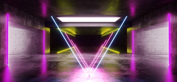 Empty Sci Fi Futuristic Concrete Hall Garage Underground Room Ne ...