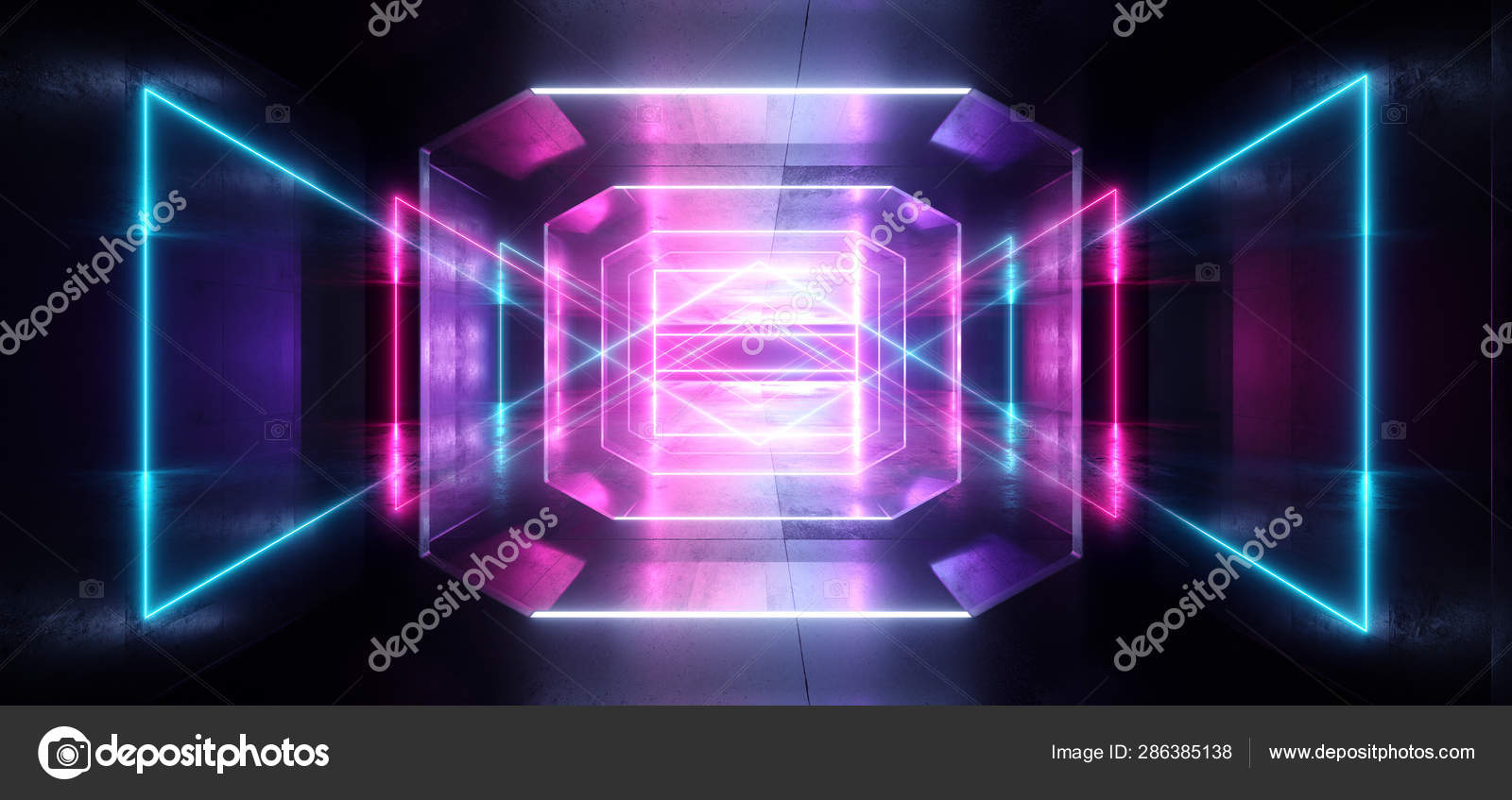 Futuristic Sci Fi Laser Neon Shapes Glowing Light Vibrant Purpl Stock ...