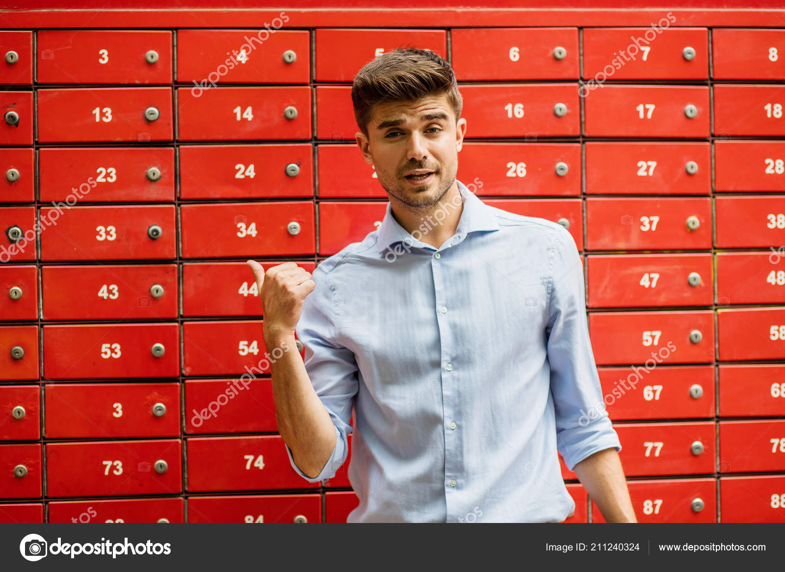 Waiting Delivery Young Man Smart Casual Mailboxes Post Waiting His ...