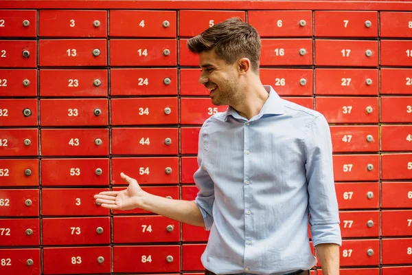 Waiting Delivery Young Man Smart Casual Mailboxes Post Waiting His ...
