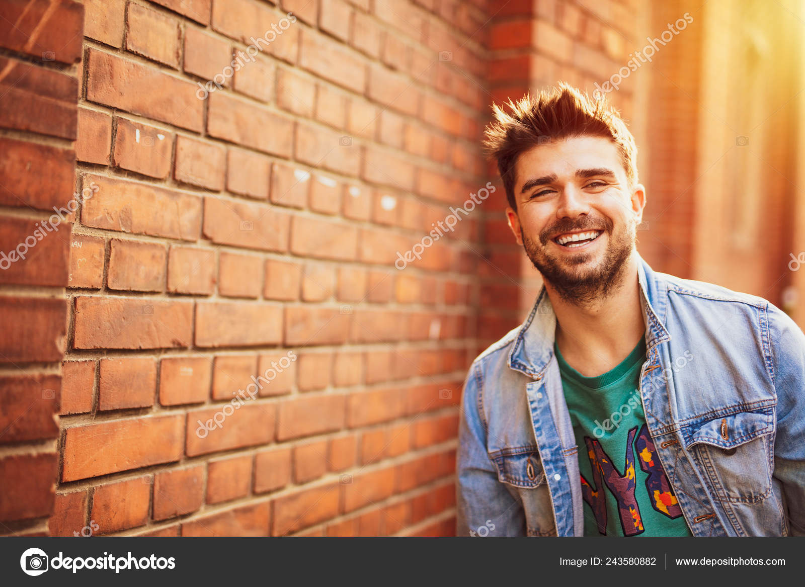 Smiling Happy Cool Man Looking Camera Having Good Day Lifestyle Stock ...