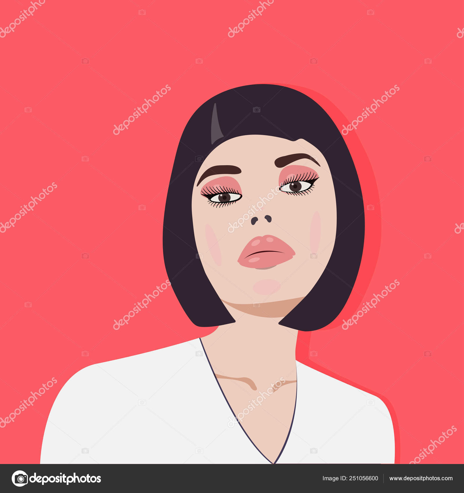 Sexy Brunette Red Background Vector Graphics Stock Vector By ©yaroslav Reis 251056600