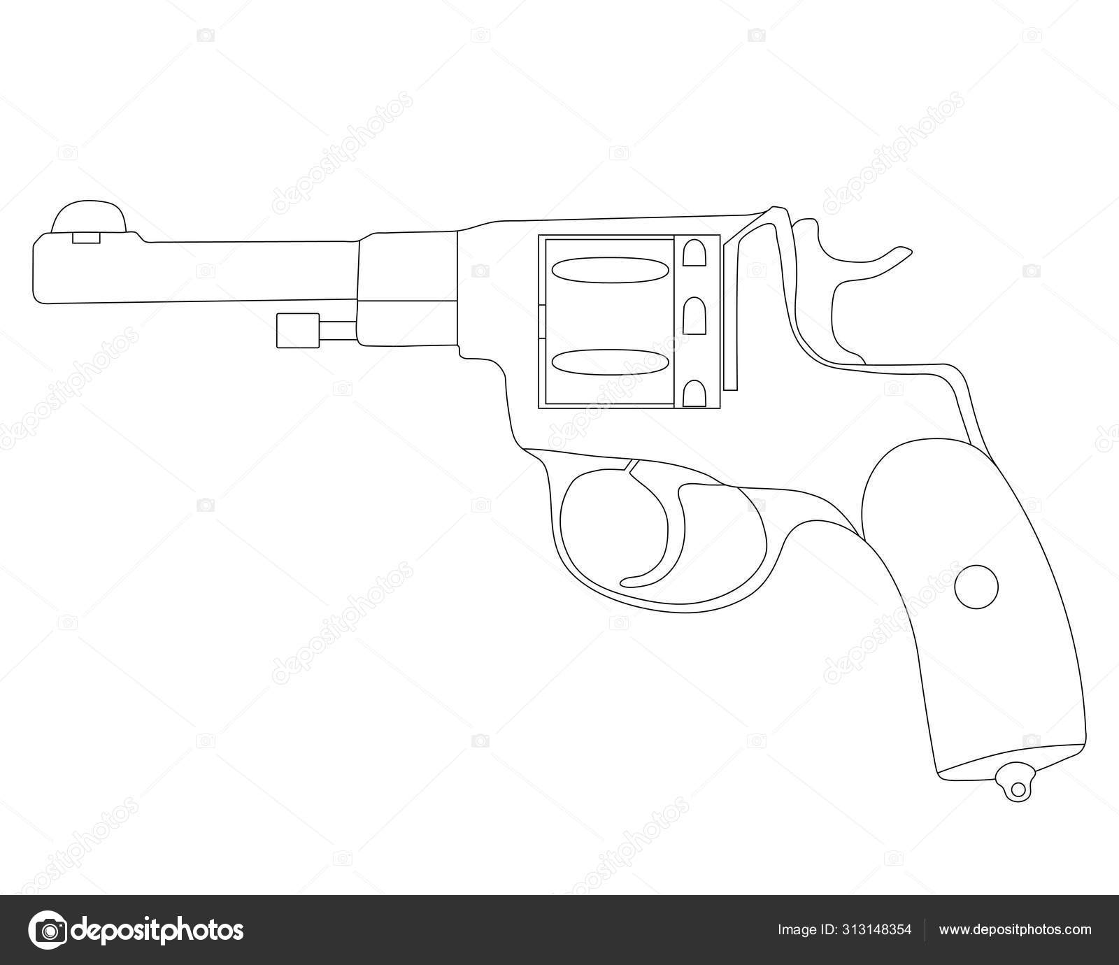 Outline Revolver Coloring Vector Illustration Stock Vector by ...