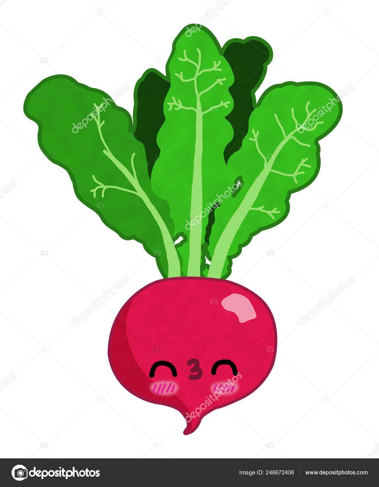 Kawaii Vegetable Radish Funny Face Stock Illustration by ©diana_zhuk ...