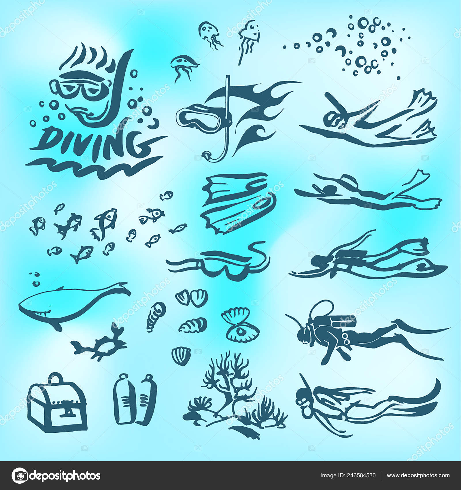 Diving Branding Identity Corporate vector logo design template Isolated ...