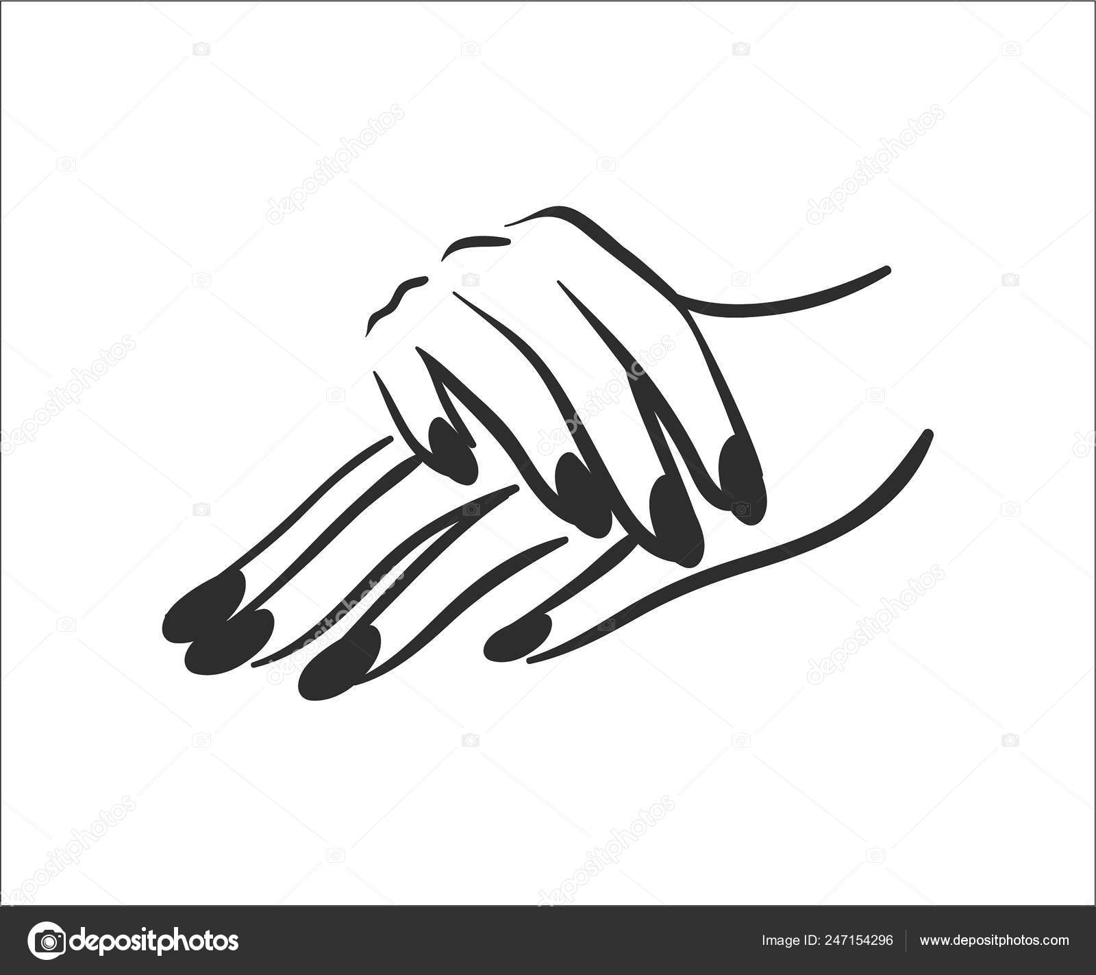 Vector illustration concept of hands with manicure icon. Black on white ...