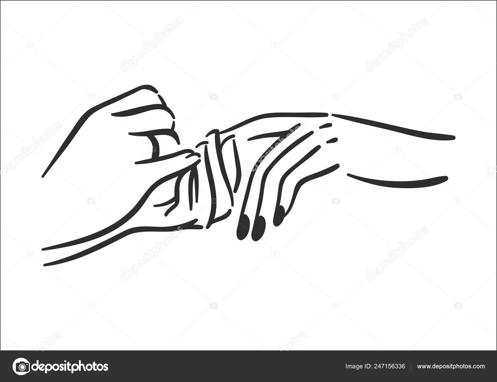 Vector illustration concept of hands with manicure icon. Black on white ...
