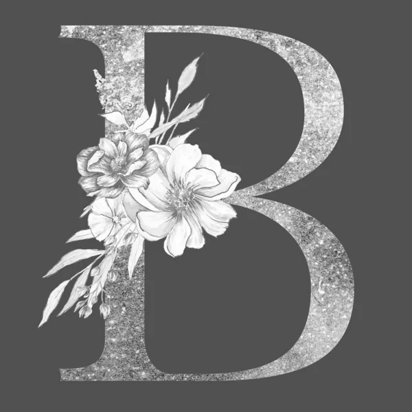 Letter Alphabet Flowers Leaves Floral Elegant Design Stock Photo by ...