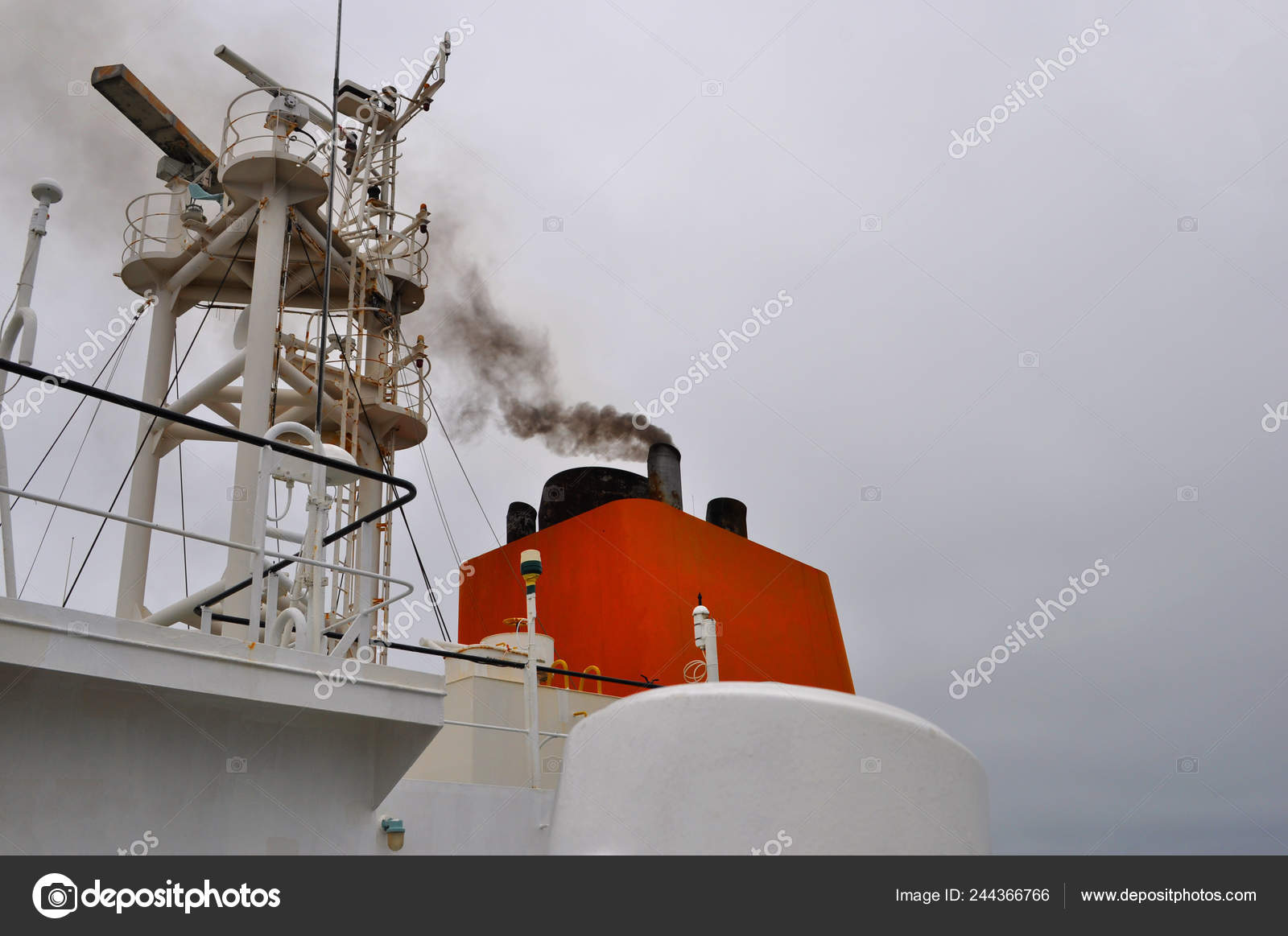 Control Tower Merchant Ship Part Container Ship Vessel Close Pipe ...