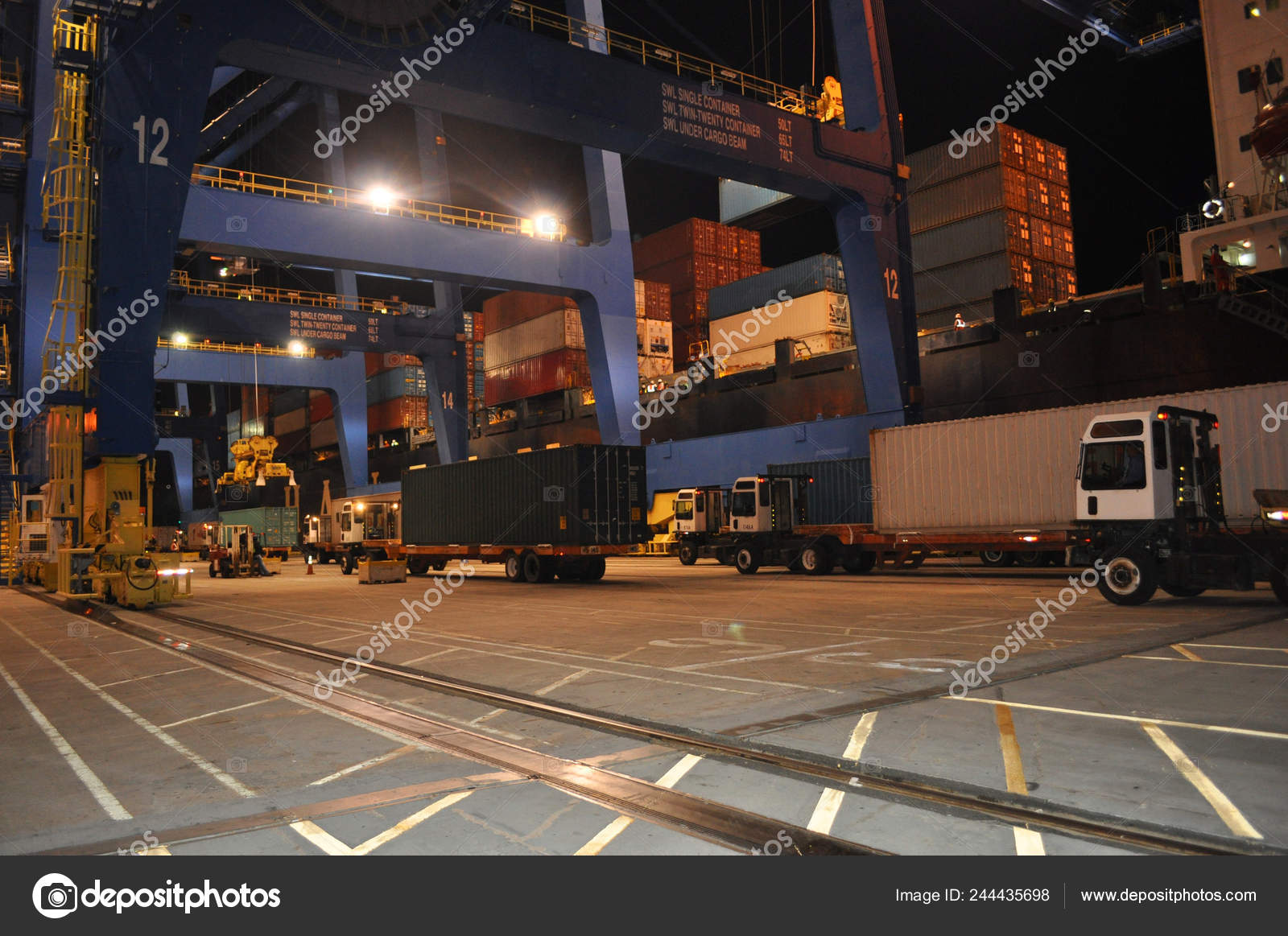 Container Ship Loading Port Container Terminal Stock Photo by ©alesix ...