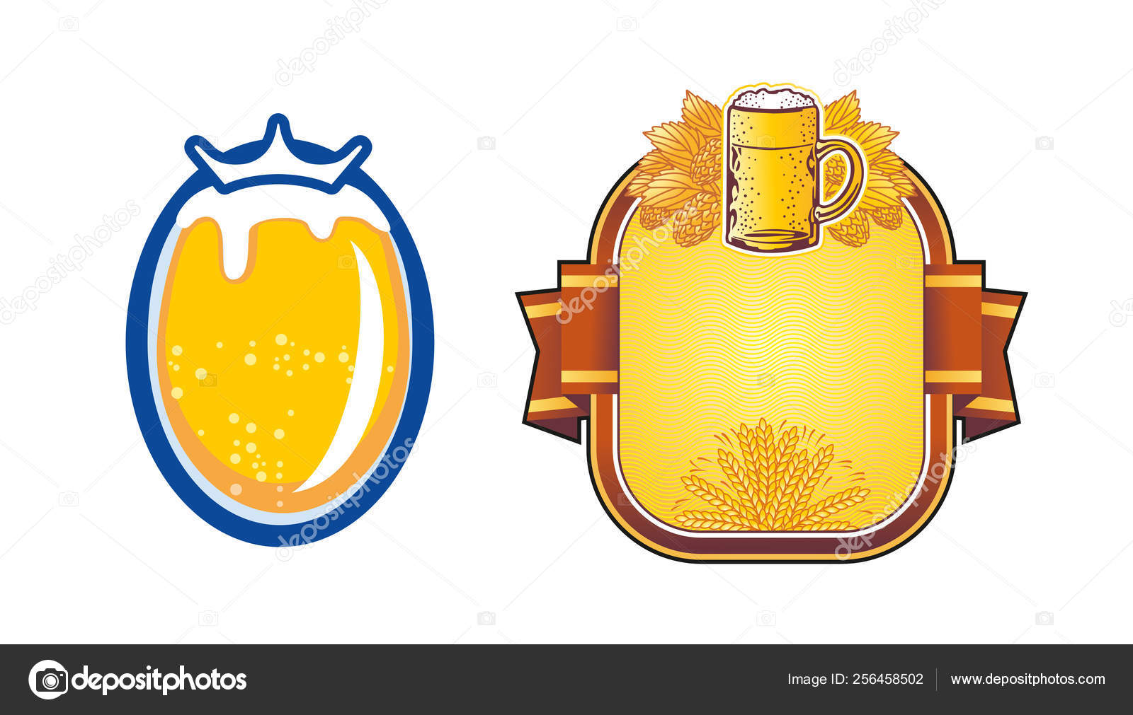 Shield beer mug with hop branches. vector Stock Vector Image by ...