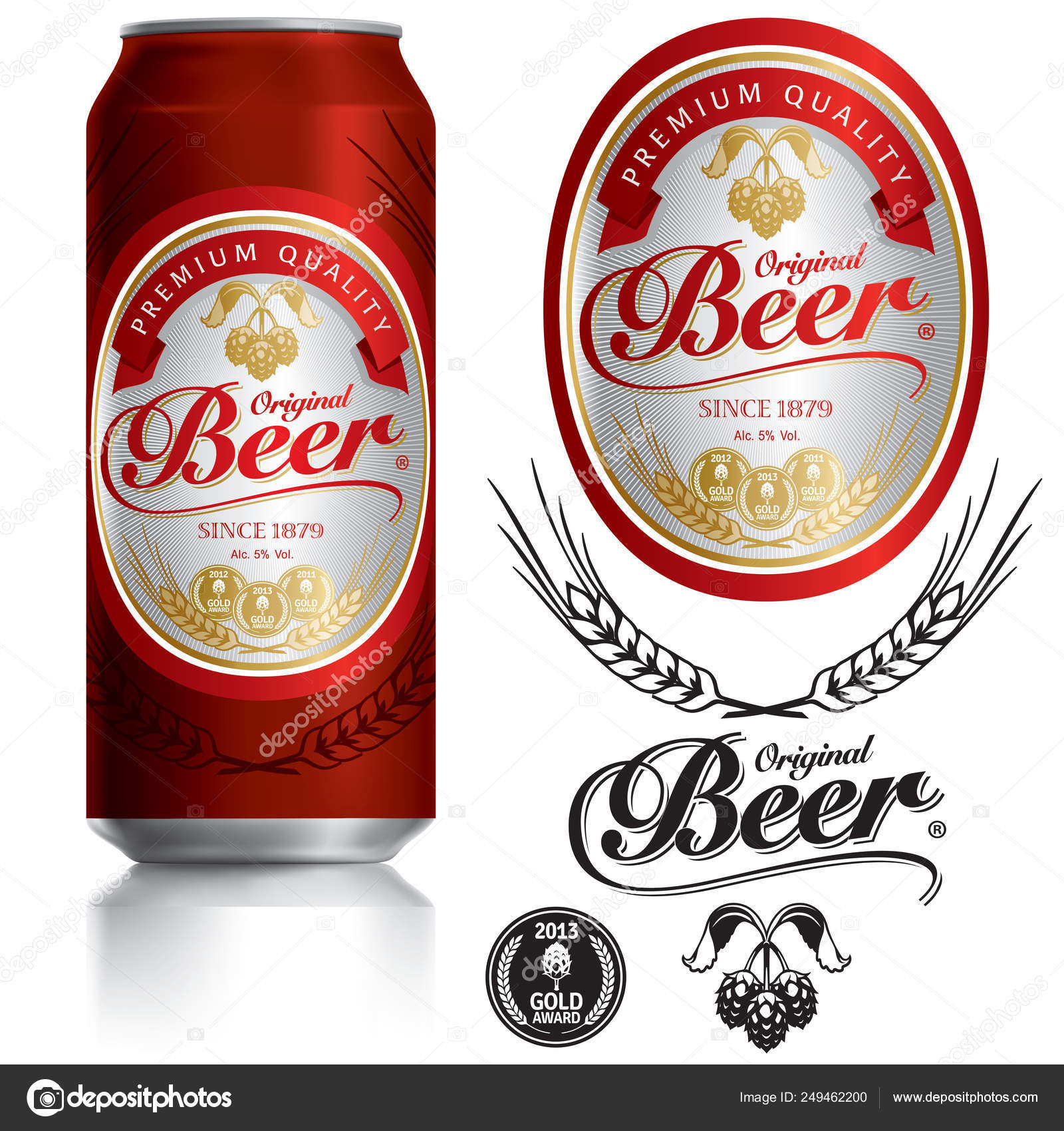 Etiqueta de cerveza vector visual en las bebidas negras lata 500ml ...