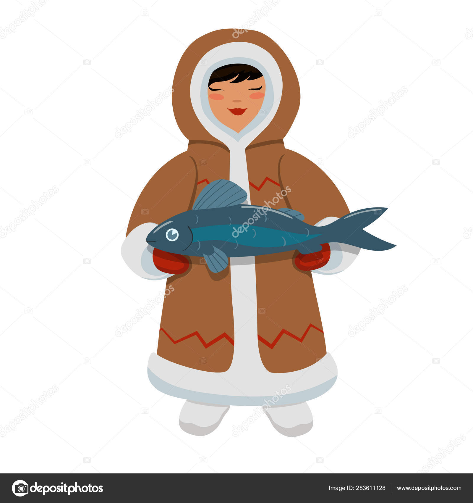 Eskimo Fishing Cartoon Clipart