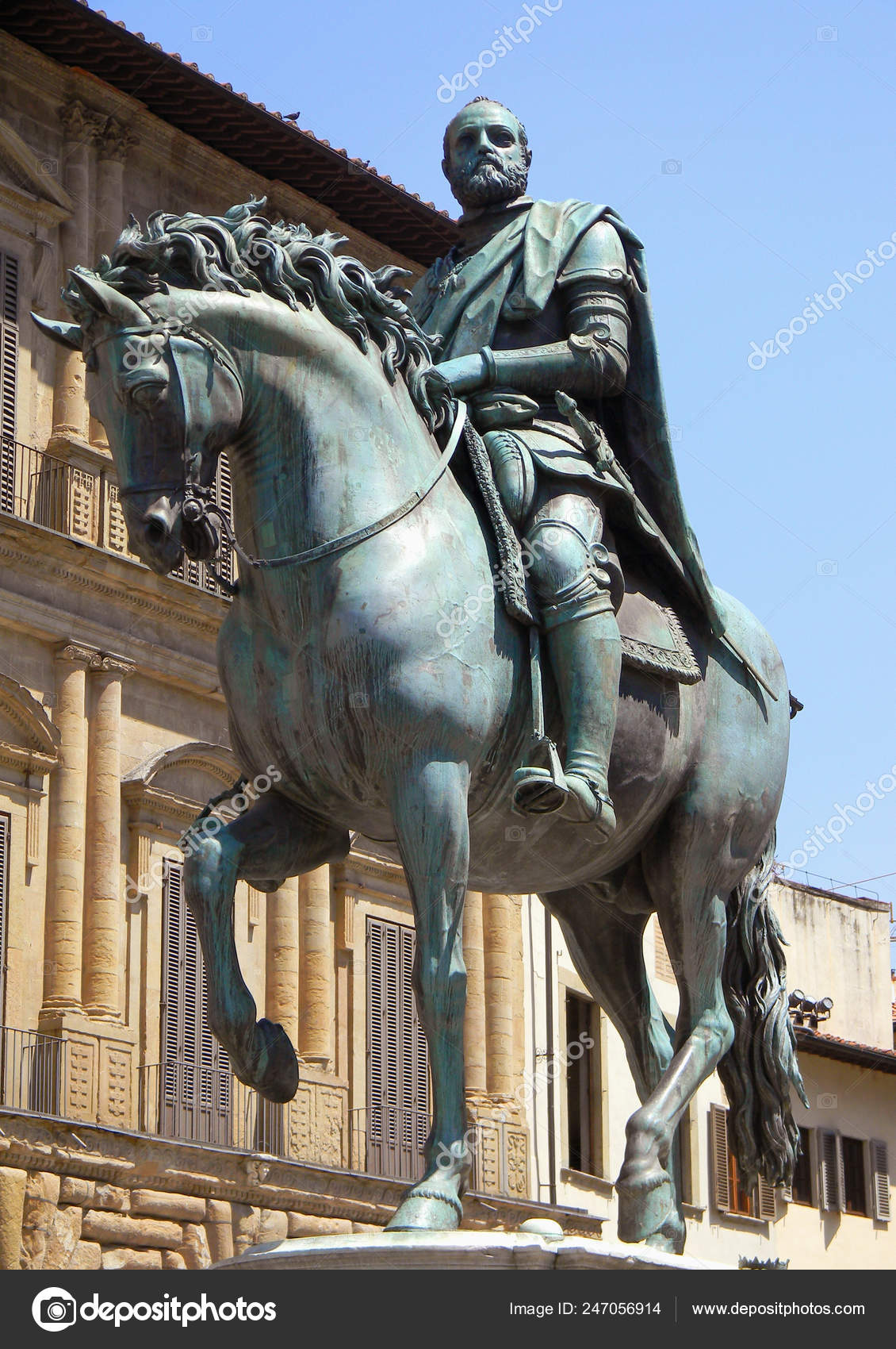 Bronze Statue Cosimo Medici Duke Tuscany Florence Italy — Stock ...