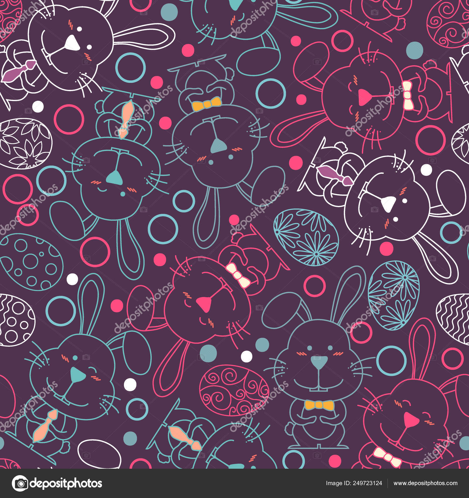 Cute bunny rabbit seamless pattern vector background. Creative nursery ...