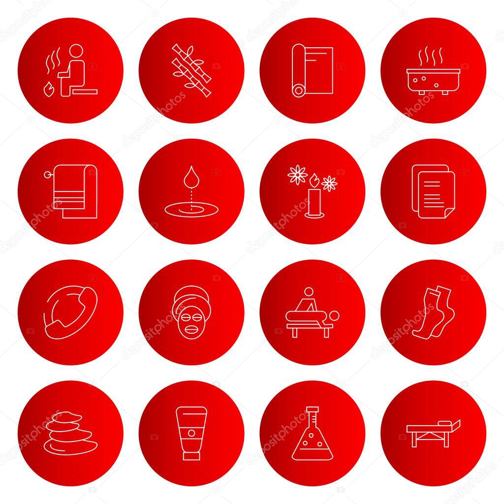 16 iconos simples redondos rojos, Conjunto de iconos web, ilustraci n vectorial 2024