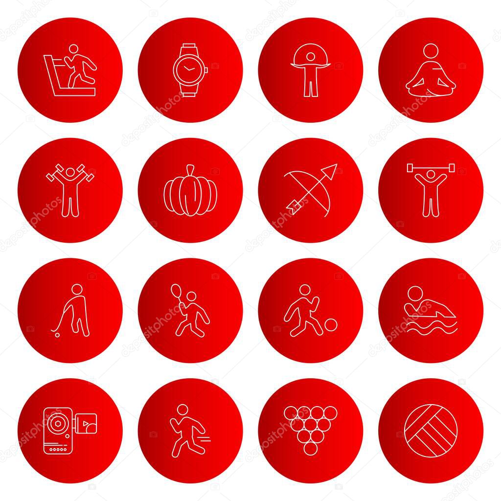 16 iconos simples redondos rojos, Conjunto de iconos web, ilustraci n ...