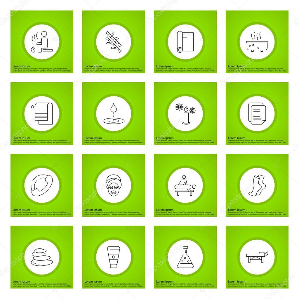 16 iconos simples verdes, Conjunto de iconos web, ilustración vectorial 2024