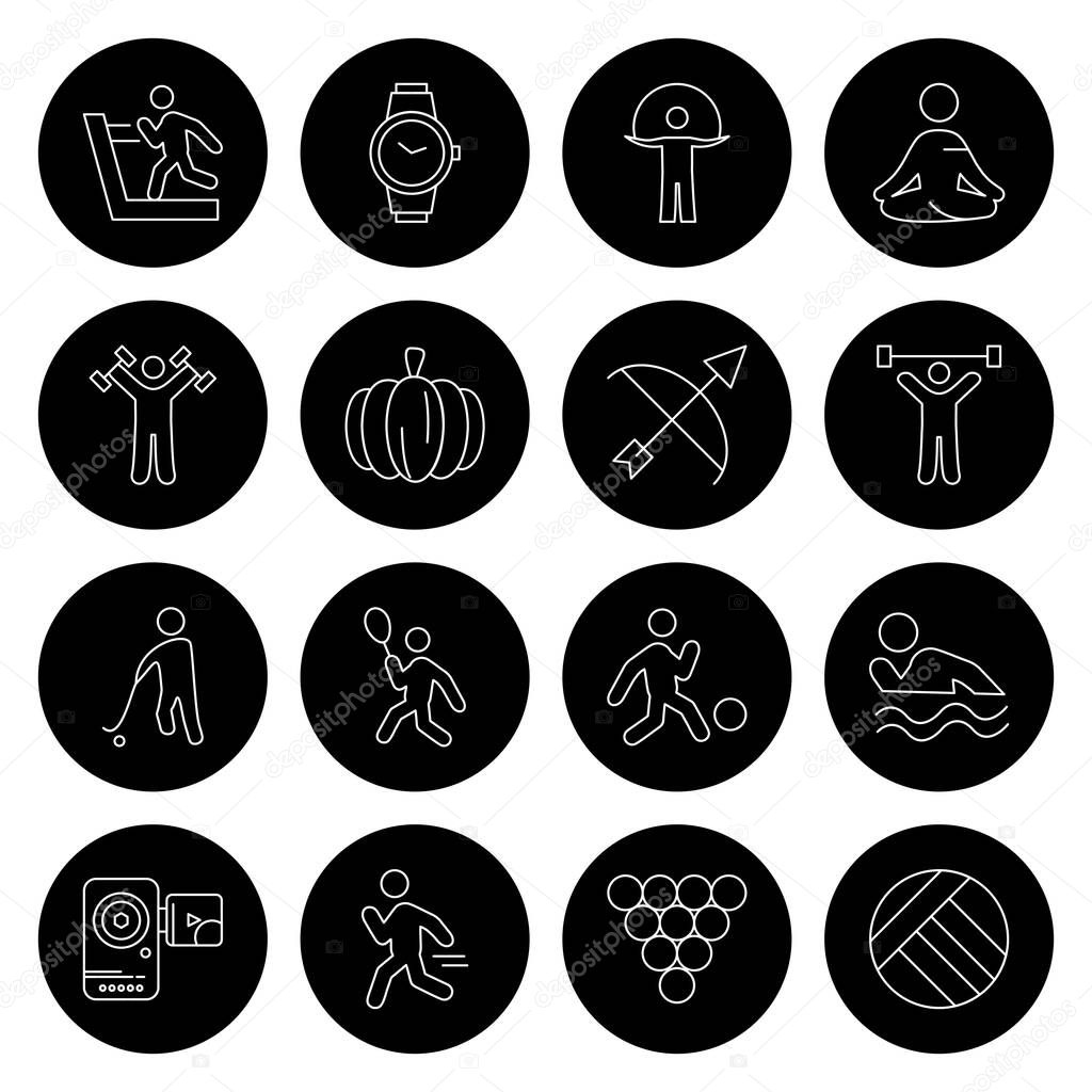16 negro iconos simples, Conjunto de iconos web, ilustración vectorial 2023