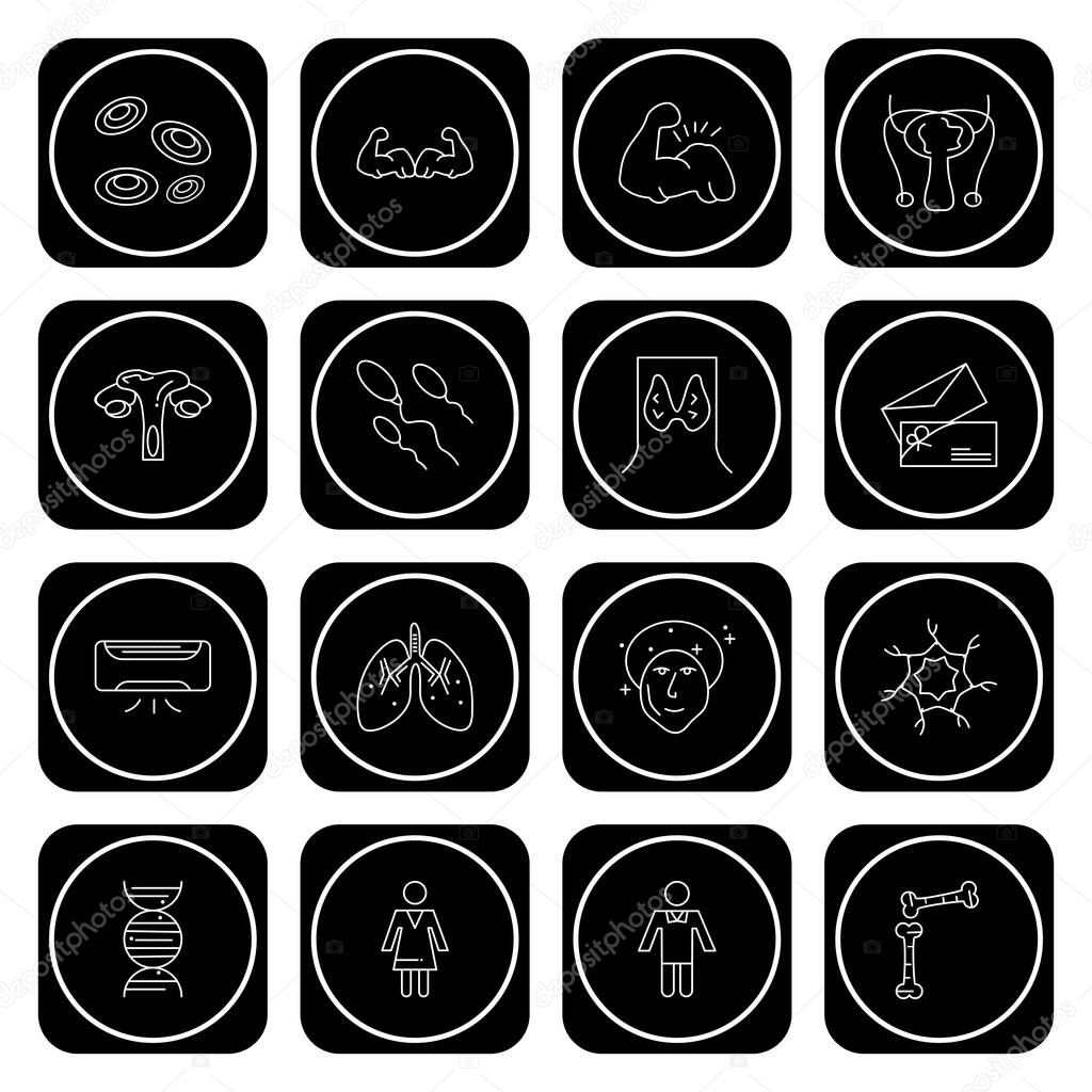 16 iconos negros simples, Conjunto de iconos web universales, ilustración vectorial 2023