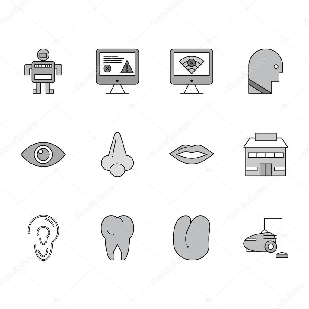 12 iconos simples, ilustración vectorial 2022