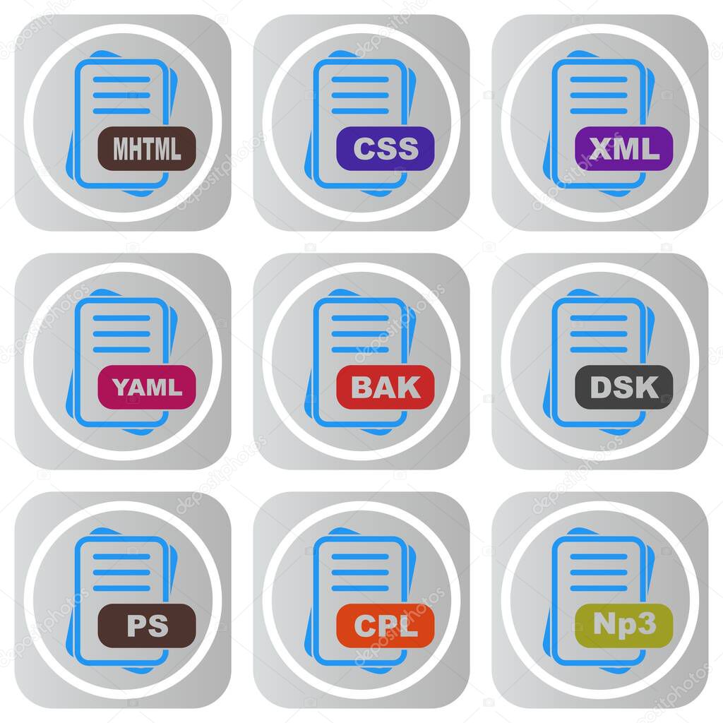 conjunto de iconos de formato de archivo vectorial 2024