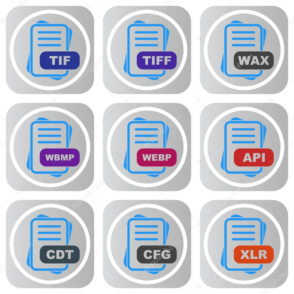 conjunto de iconos de formato de archivo vectorial 2024