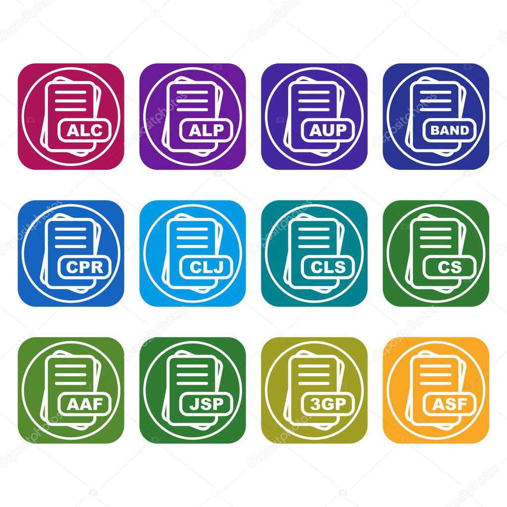 conjunto de iconos de formato de archivo vectorial 2023