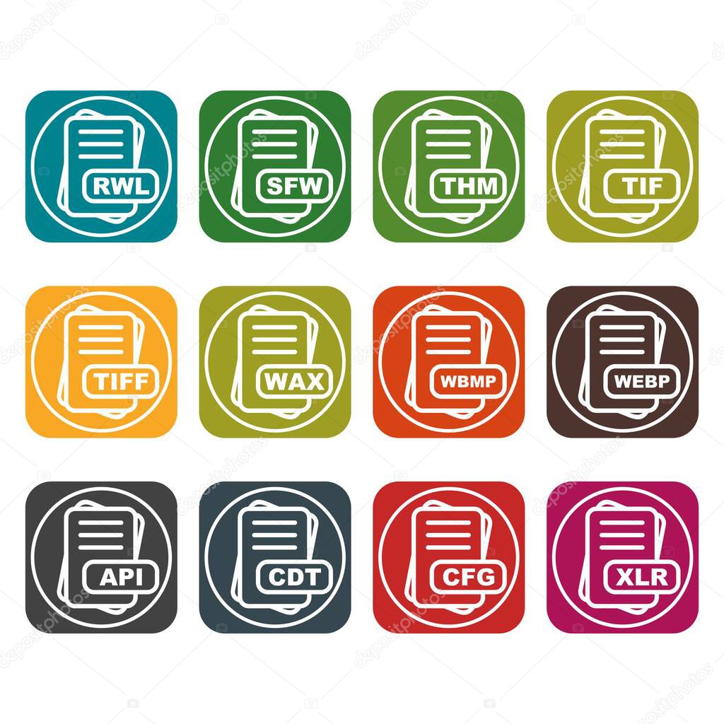 conjunto de iconos de formato de archivo vectorial 2022