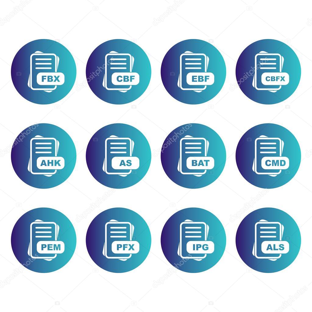 conjunto de iconos de formato de archivo vectorial 2024