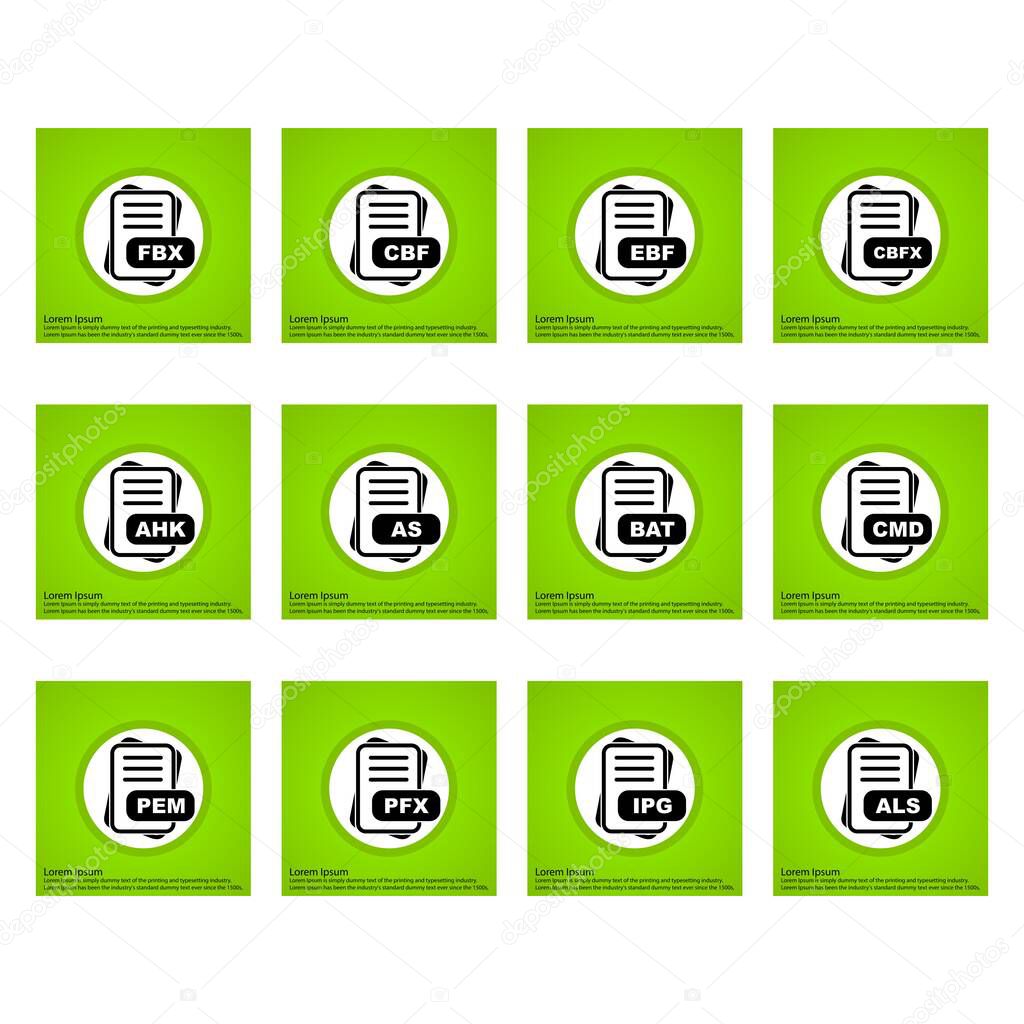 conjunto de iconos de formato de archivo vectorial 2022