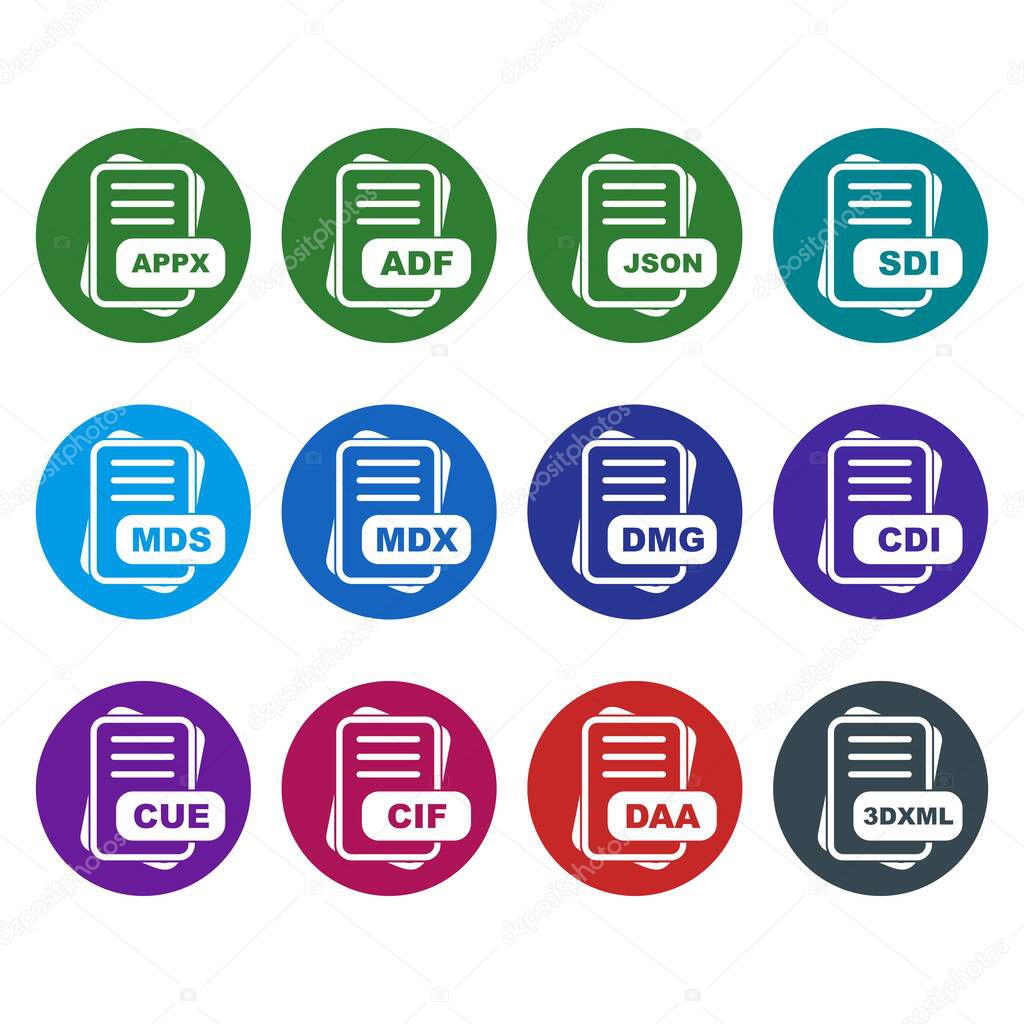 conjunto de iconos de formato de archivo vectorial 2024