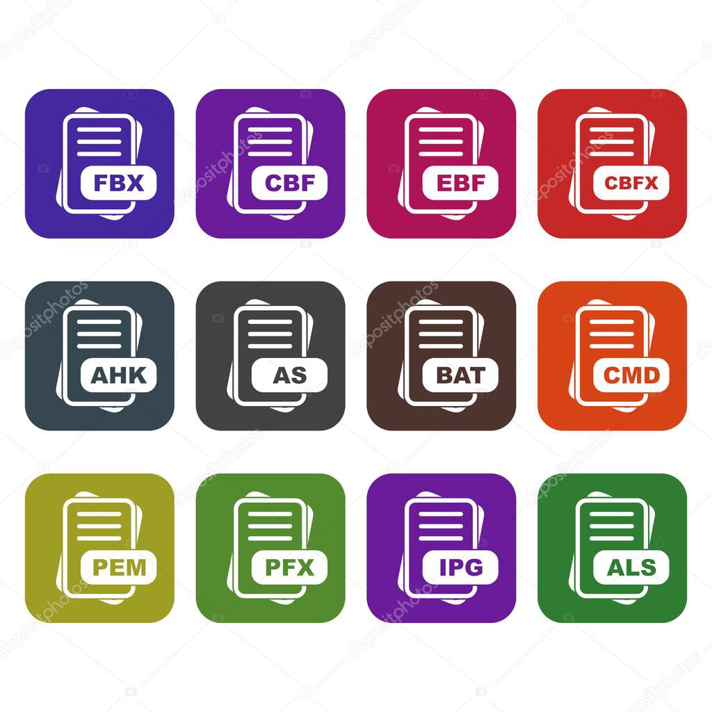 conjunto de iconos de formato de archivo vectorial 2022